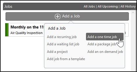 Add a One Time Job to a Client Account