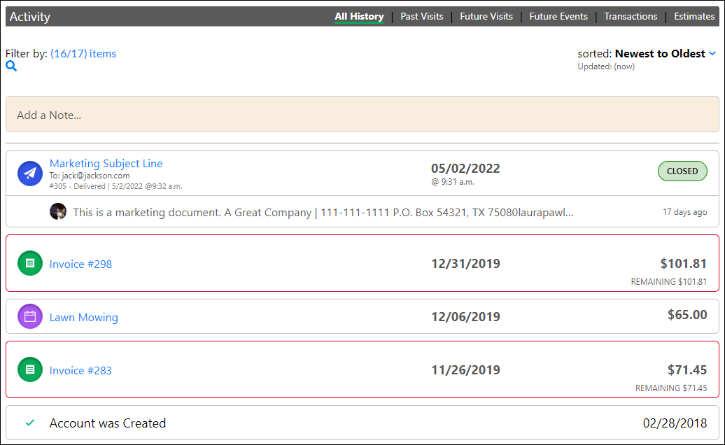 Overview of Client Accounts