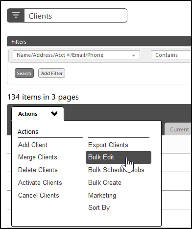 Bulk Edit from the Client List