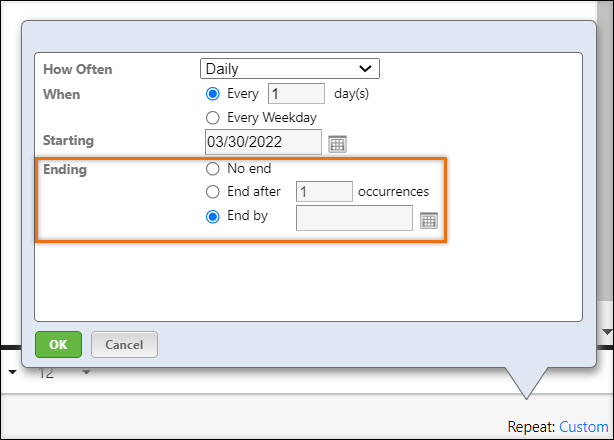 Create and Stop Recurring Calendar Events