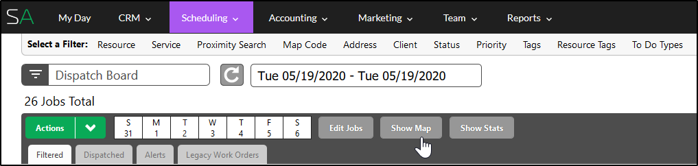 Dispatch Board Map Console - Stop Tab