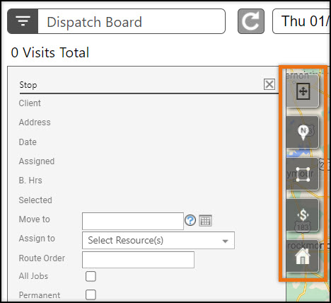 Dispatch Board Map Console - Stop Tab