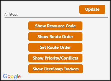 Dispatch Board Map Console - Stop Tab