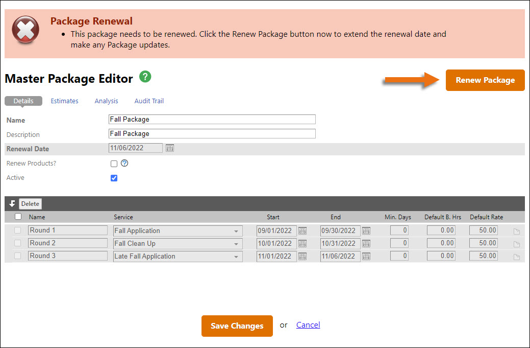 Renew Master Packages