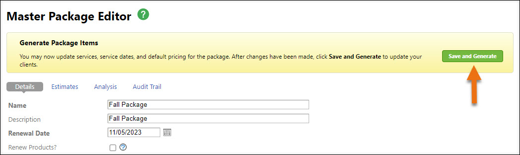 Renew Master Packages