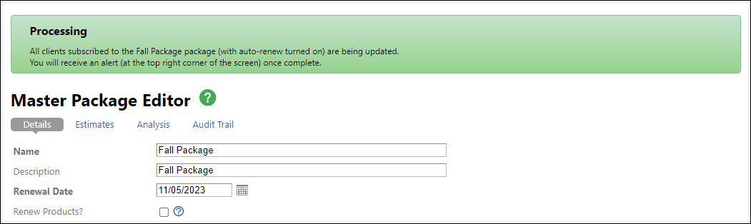 Renew Master Packages