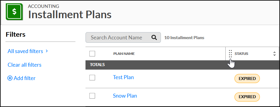 Installment Plans Screen - Overview