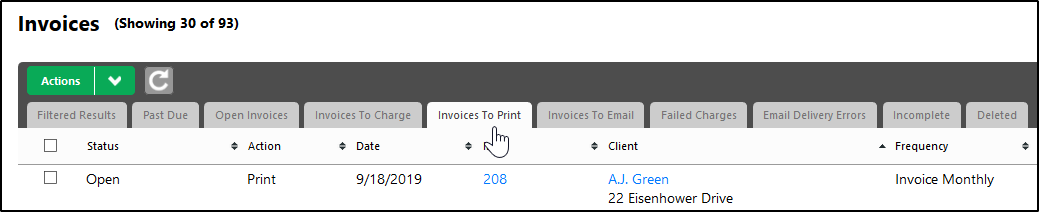 Invoice List - Print Invoices