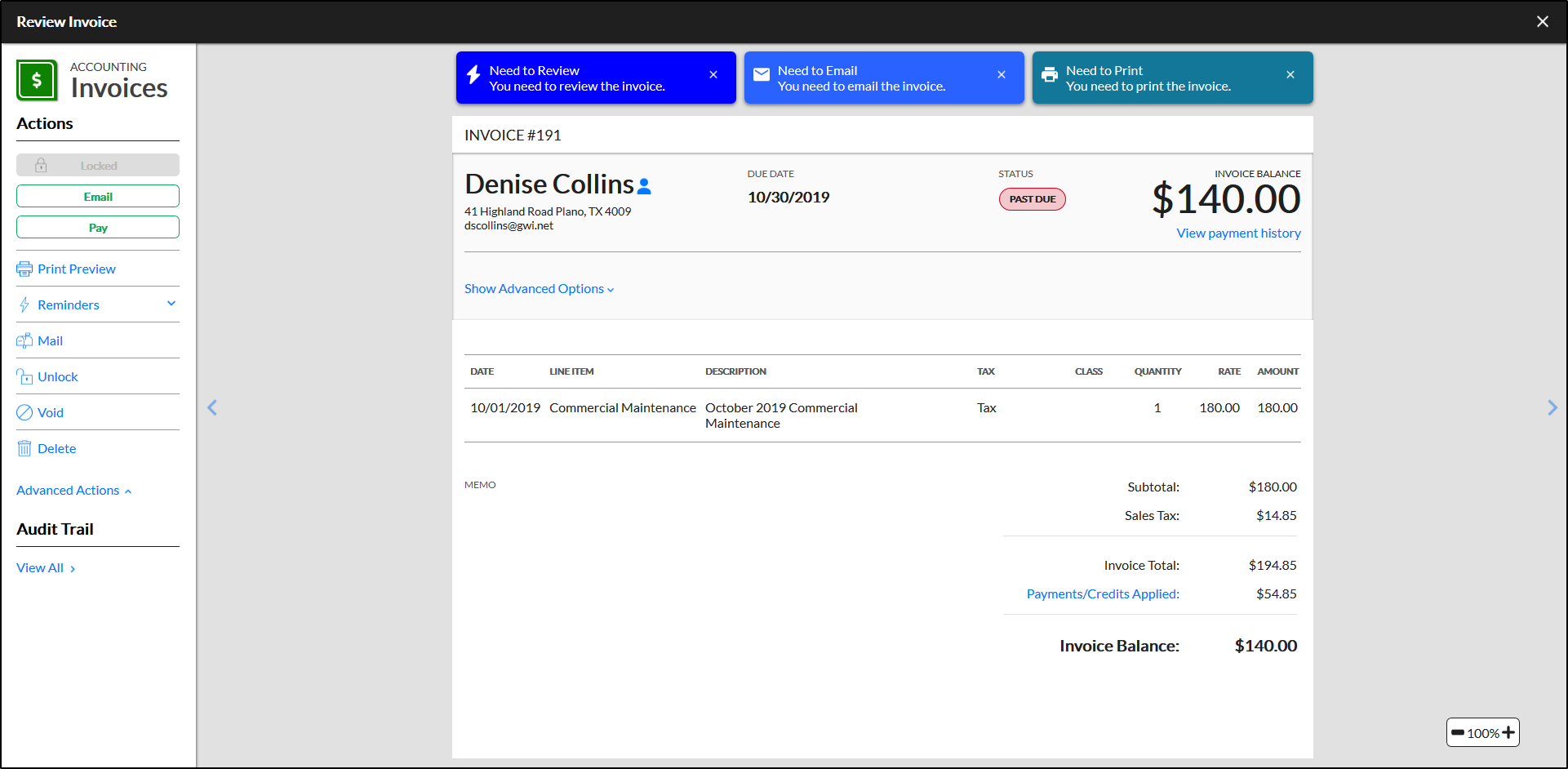 V3 Invoices Screen - Review Invoice Overlay – Overview