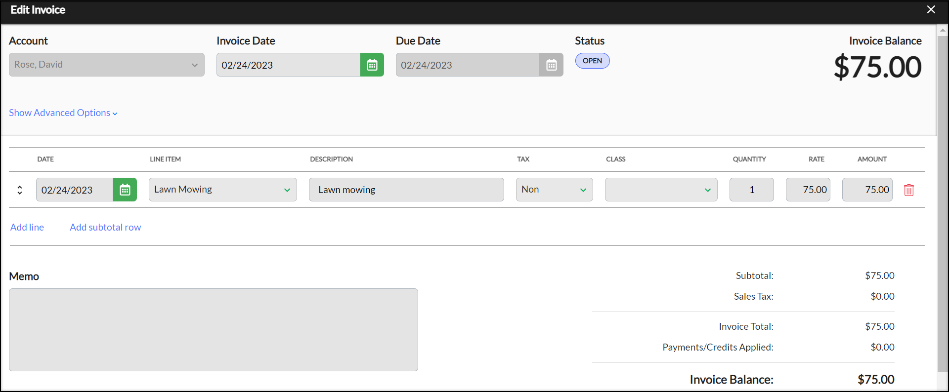 V3 Invoices List Screen - Edit Invoice