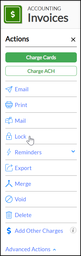 V3 Invoice List Screen - Lock Invoices