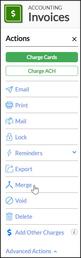 V3 Invoice List Screen - Merge Invoices