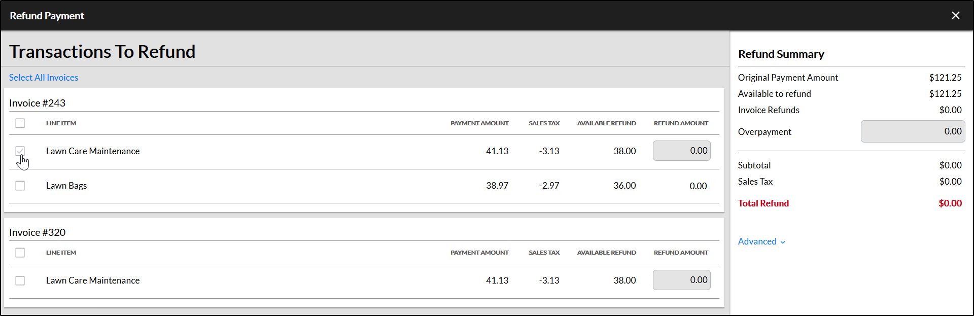 V3 Payments Screen - Refunds
