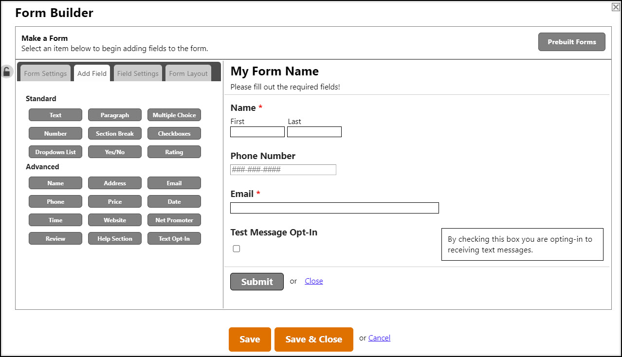 Add a Classic Form (V2)