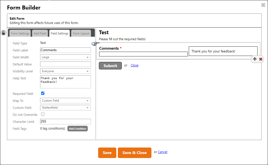 V2 Form Field Settings - Explanation of Fields