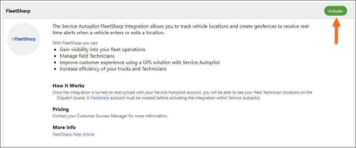 Set Up FleetSharp Integration