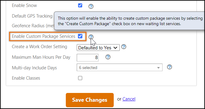Company Information - Enable Custom Packages