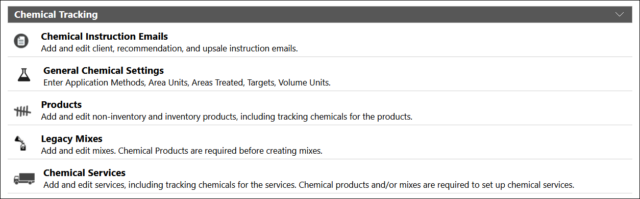 Set Up Chemical Tracking - General Chemical Settings