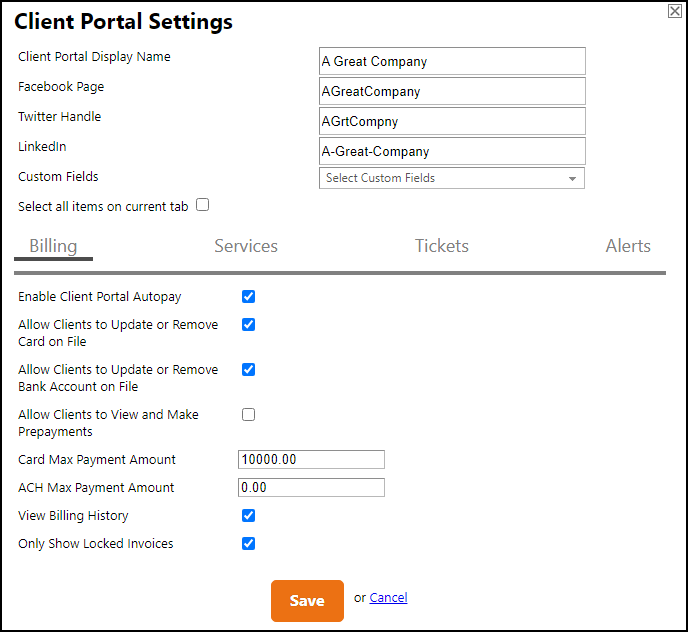 Client Portal Settings