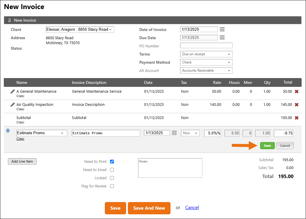 Add a Discount to an Invoice