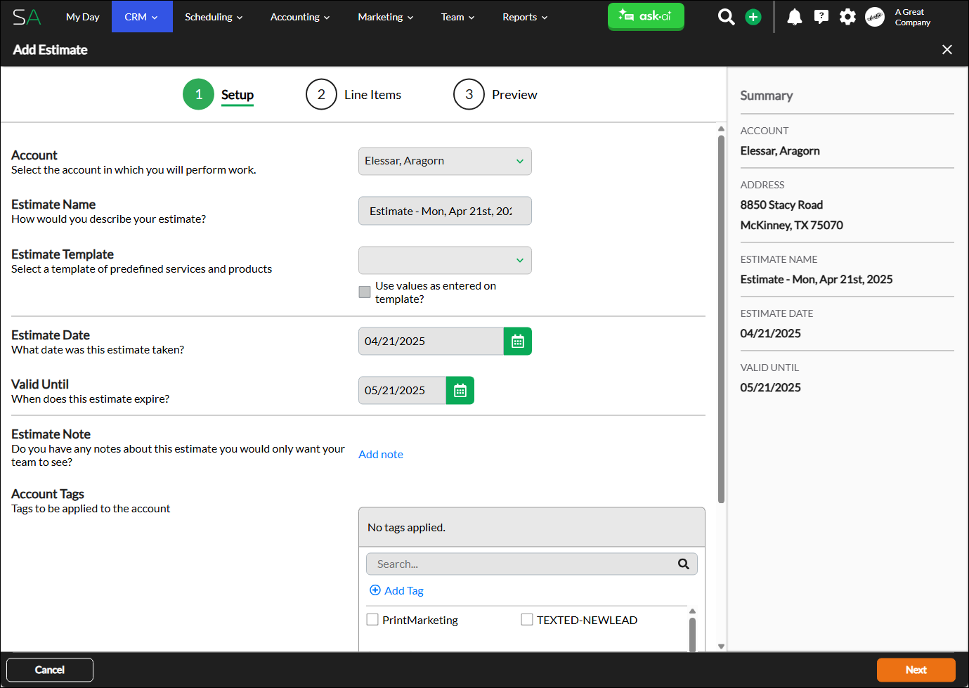 Beta Estimates - Add an Estimate