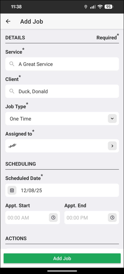 Add a Job from the Team App